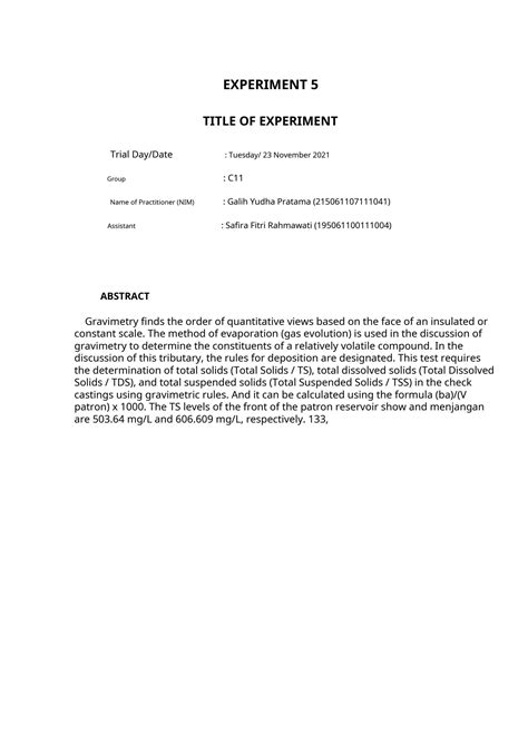 Solution Test Of Solids In Water With Analysis Chemical Gravimetric Method Chemical Engineering