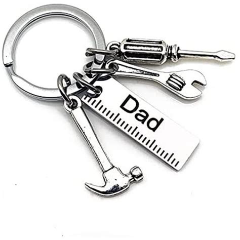 Cadeau de fête des pères Porte clé Papa Acier Inoxydable Porte Clef