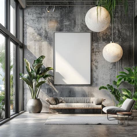 Modern Office Space With Blank Poster On Wall Premium Ai Generated Image