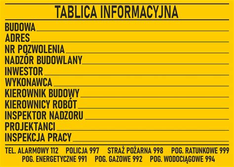 Tablica Informacyjna Budowlana X Cm Cena Opinie Tablice Informacyjne Allegro