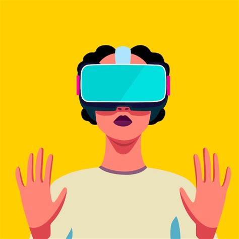 Premium Vector Woman Character With Glasses Virtual Reality Vr