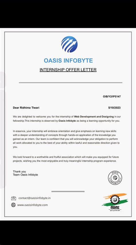 Ridhima Tiwari On Linkedin Oasisinfobyte Internship Webdevelopement