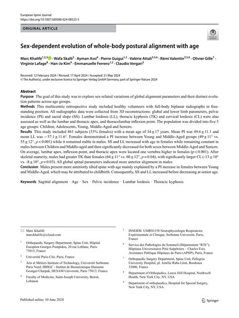 Pdf Sex Dependent Evolution Of Whole Body Postural Alignment With Age