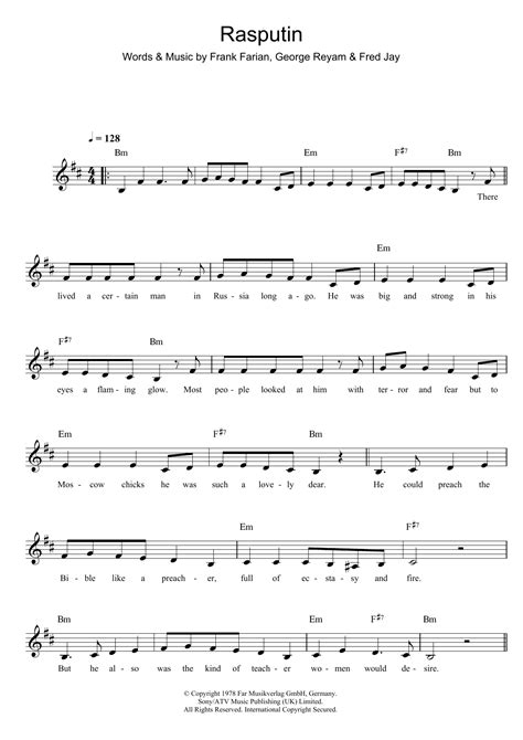 Boney M Rasputin At Stantons Sheet Music
