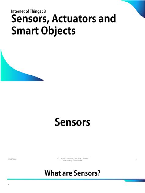 Sensors Actuators Smart Objects Lecture Pdf Internet Of Things Sensor