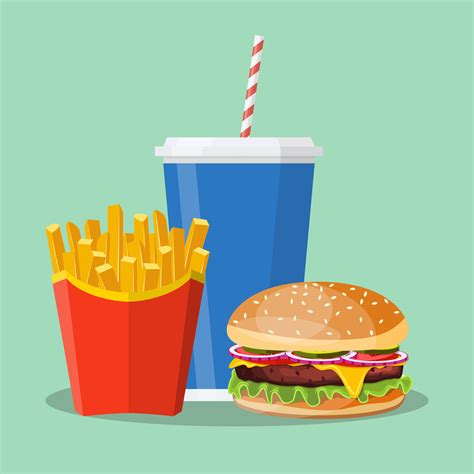 Hamburger French Fries And Soda Vector Art At Vecteezy