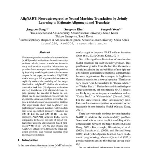 Alignart Non Autoregressive Neural Machine Translation By Jointly Learning To Estimate