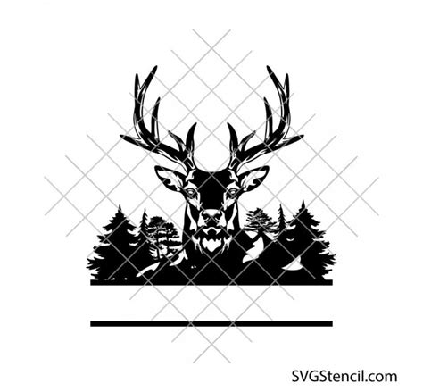 Split Hunting Frame Svg Pine Tree Forest Svg Buck Svg SVGStencil