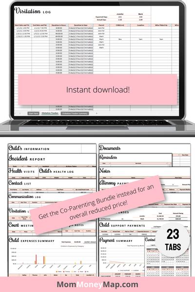 Visitation Tracker Excel Spreadsheet Mom Money Map
