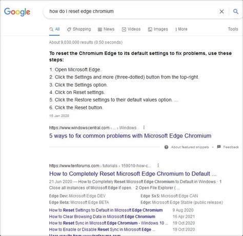Edge Chromium Reset To Default Settings Windows 10 Forums