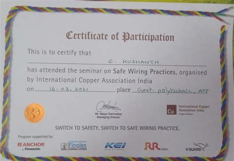 Chidige Kushanth On Linkedin Safetyfirst Copperwiring Internationalcopperassociation