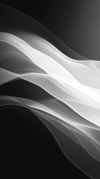 Abstract White Waves On Black Background Premium Ai Generated Image