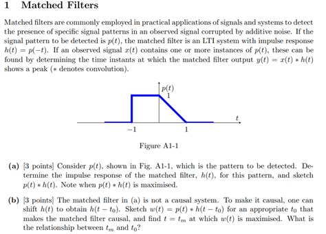 Solved 1 Matched Filters Matched Filters Are Commonly