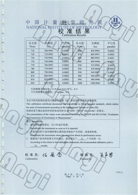 检验报告 安一量具有限公司 专业高档量具和非标专用制造商
