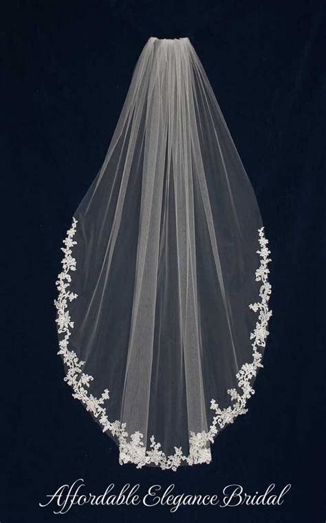 Waltz Length Wedding Veil With Beaded Venise Lace C592
