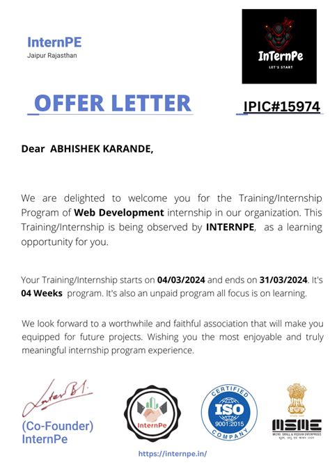 abhishek karande on linkedin internpe internpeinternship webdevelopment