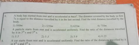 A Particle Starts From Rest And Is Accelerated Uniformly Find The Ratio