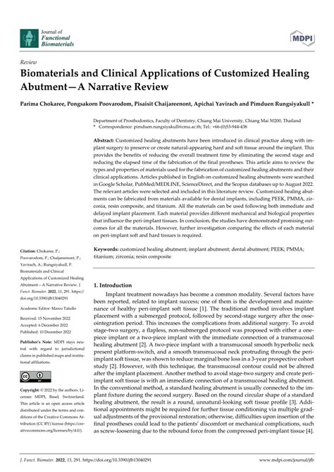 Pdf Biomaterials And Clinical Applications Of Customized Healing