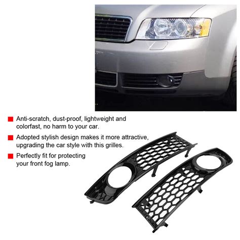 2pcs Car Front Bumper Fog Light Grille Lower Side Fog Lamp Grill For A4