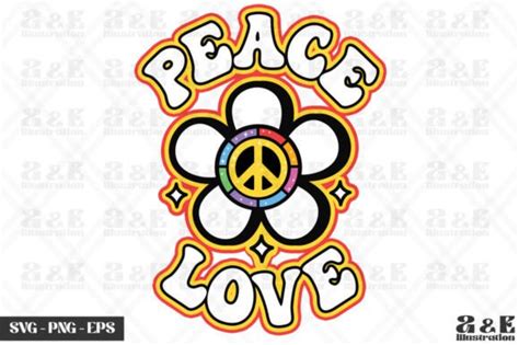 Retro Peace Love Hippie Aesthetic Graphic By Aande Illustration