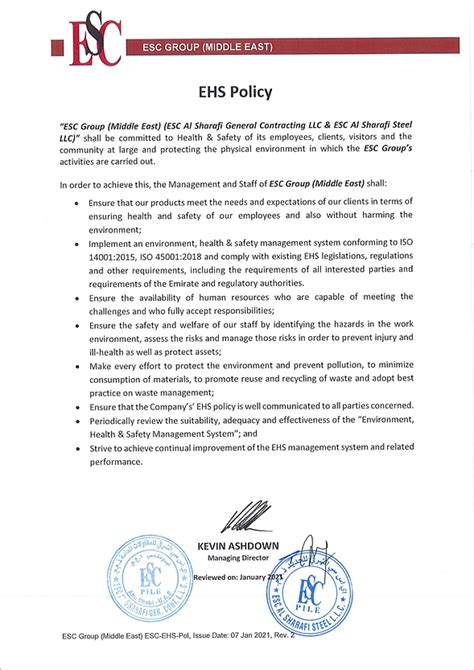 Ehs Policy Esc Group Middle East