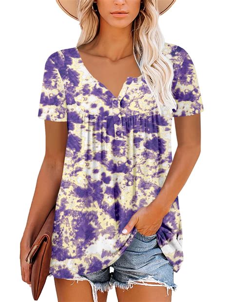 Onlyshe Womens Plus Size V Neck Tops Short Sleeve Shirts Dressy