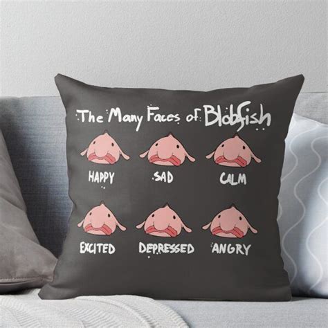 The Many Faces Of Blobfish Throw Pillow In Throw Pillows Pillows Blobfish