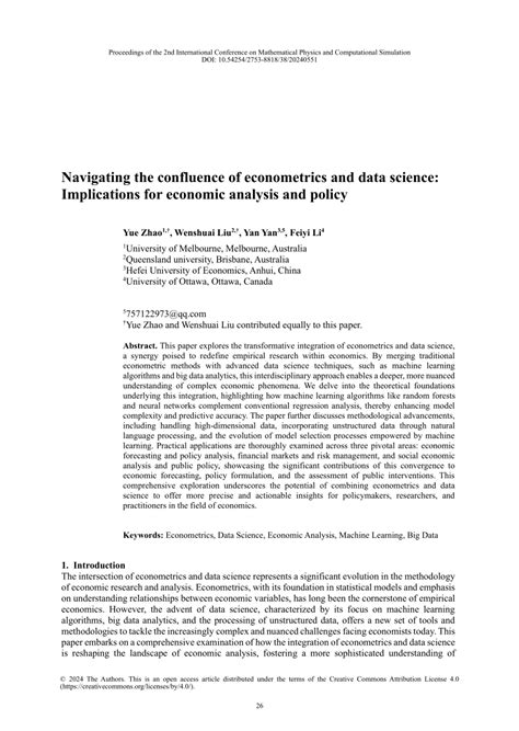 Pdf Navigating The Confluence Of Econometrics And Data Science Implications For Economic