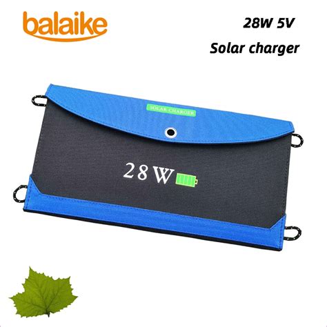 Balaike 태양열 배터리 충전기 28w 5v 접이식 접이식 태양 전지 패널 방수 충전기 모바일 전원 3 개 패널 솔라 포함 태양광 셀 Aliexpress