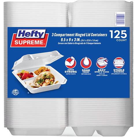 Brandclub Hefty Supreme Foam 3 Compartment Hlc 125 Ct