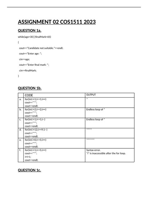 Cos1511 Assignment 2 Solutions With Output 2023 Cos1511 Introduction To Programming 1