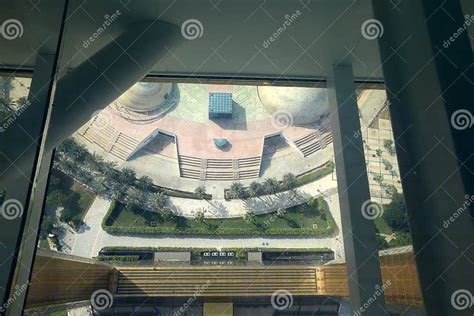 Dubai Uae 6 12 2022 Gold Frame With Glass Floor In Dubai Stock Image
