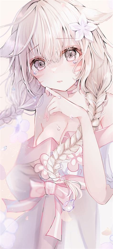 草莓 二次元少女 动漫壁纸 白色连衣裙 兽耳娘