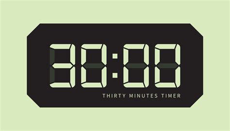 30 Minutes Timer Icon Digital Clock Retro Led Design Isolated Vector