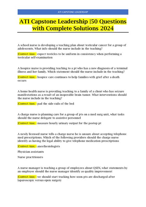 Ati Capstone Leadership Exam Questions Solved 100 Correct 2024 Scholarfriends