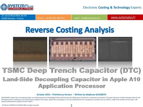Tsmc Deep Trench Capacitor Land Side Decoupling Capacitor In Apples