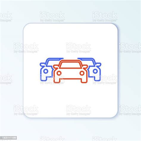 흰색 배경에 격리 된 라인 카 아이콘 다채로운 개요 개념 벡터 개념에 대한 스톡 벡터 아트 및 기타 이미지 개념 교통