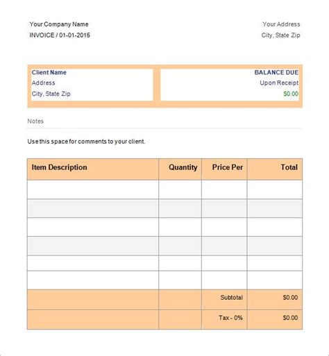 Interest Invoice Template