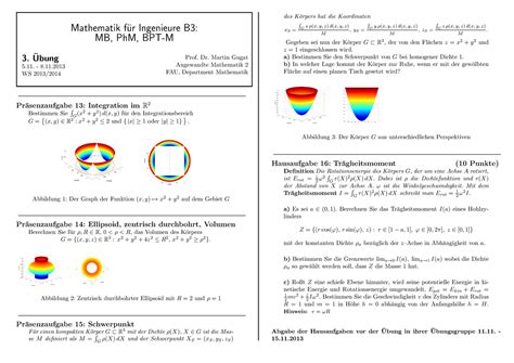 Uebung Mathematik B Mathematik F Ur Ingenieure B MB PhM BPT M WS