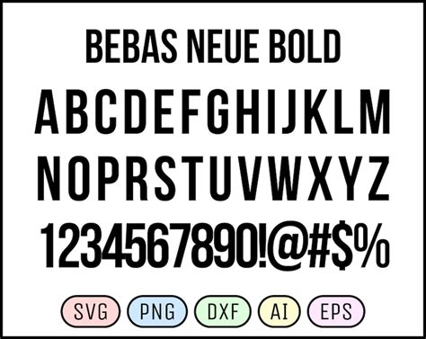 Bebas Neue Bold Font Svg Png Ai Eps Dxf Alphabet Numbers Etsy Canada