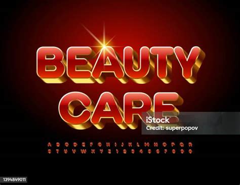 벡터 글래머 엠블럼 뷰티 케어 빨간색과 금색 알파벳 문자와 숫자 세트 건강한 생활방식에 대한 스톡 벡터 아트 및 기타 이미지 건강한 생활방식 그래픽 프린트 금 금속