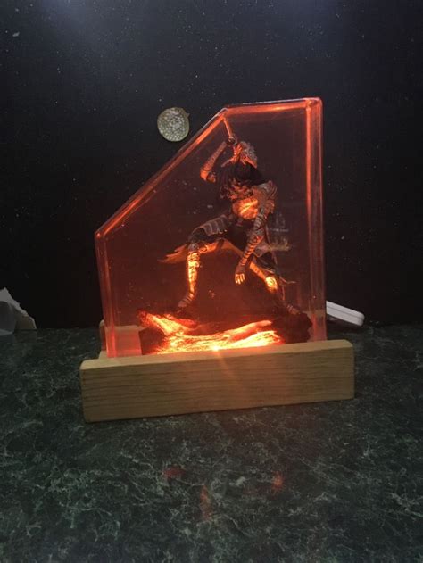 Resin Led Fire Lamp Madera Y Resina Resina Lamp