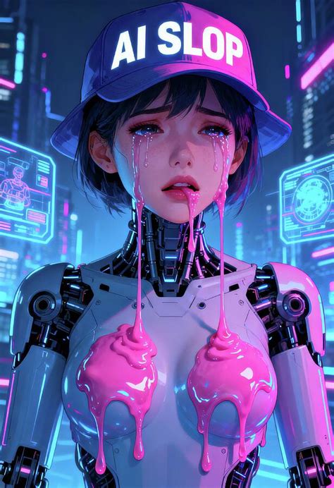 Crying Android Ai Slop Satire Digital Art By Matthias Hauser Fine Art