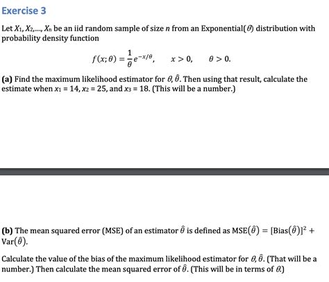 Solved Exercise Let X X Dots Xn Be An Iid Random Sample Chegg