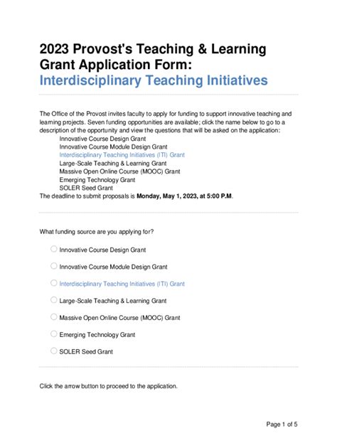 Fillable Online Interdisciplinary Teaching Initiatives Fax Email Print Pdffiller