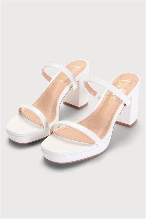 White High Heel Sandals Slide On Sandals Open Toe Heels Lulus