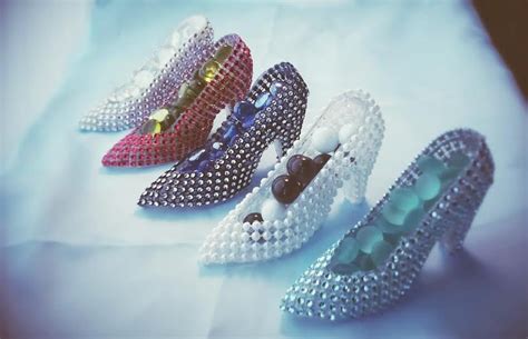 Cinderella Handmade Ruby Plastic Slipper Rhinestone Princess Party Candy Holder Cake Topper