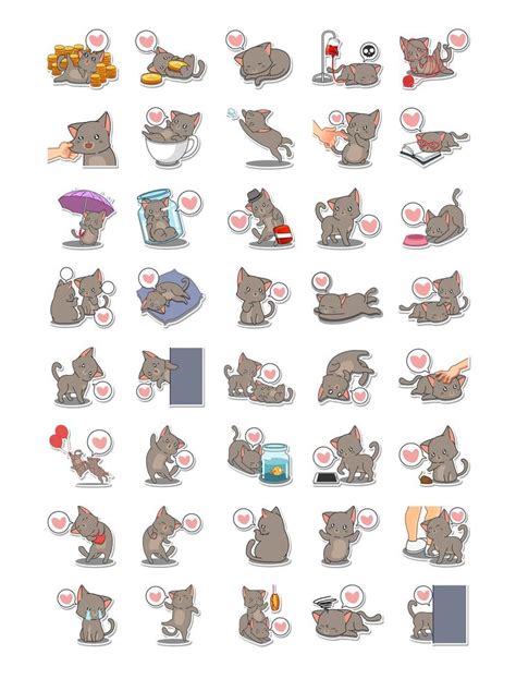 Set Of Cats Performing Different Tasks Collection Vector Art At
