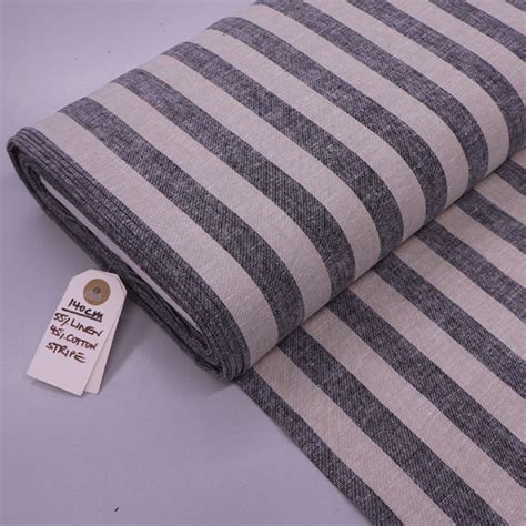 Linen And Cotton Chambray Fabric Jail Stripe Grey Fabrics Galore