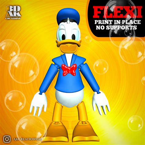Stl File Flexi Print In Place Donald Duck 🦆 Stl・3d Printable Design